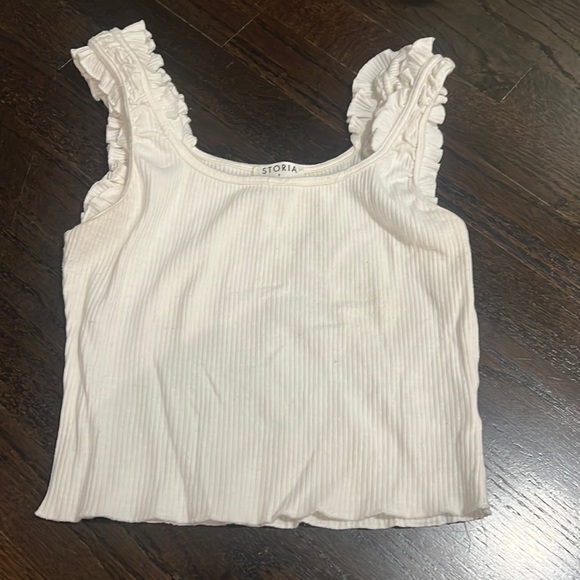 Storia | Tops | Ruffled Strap Tank Top | Poshmark